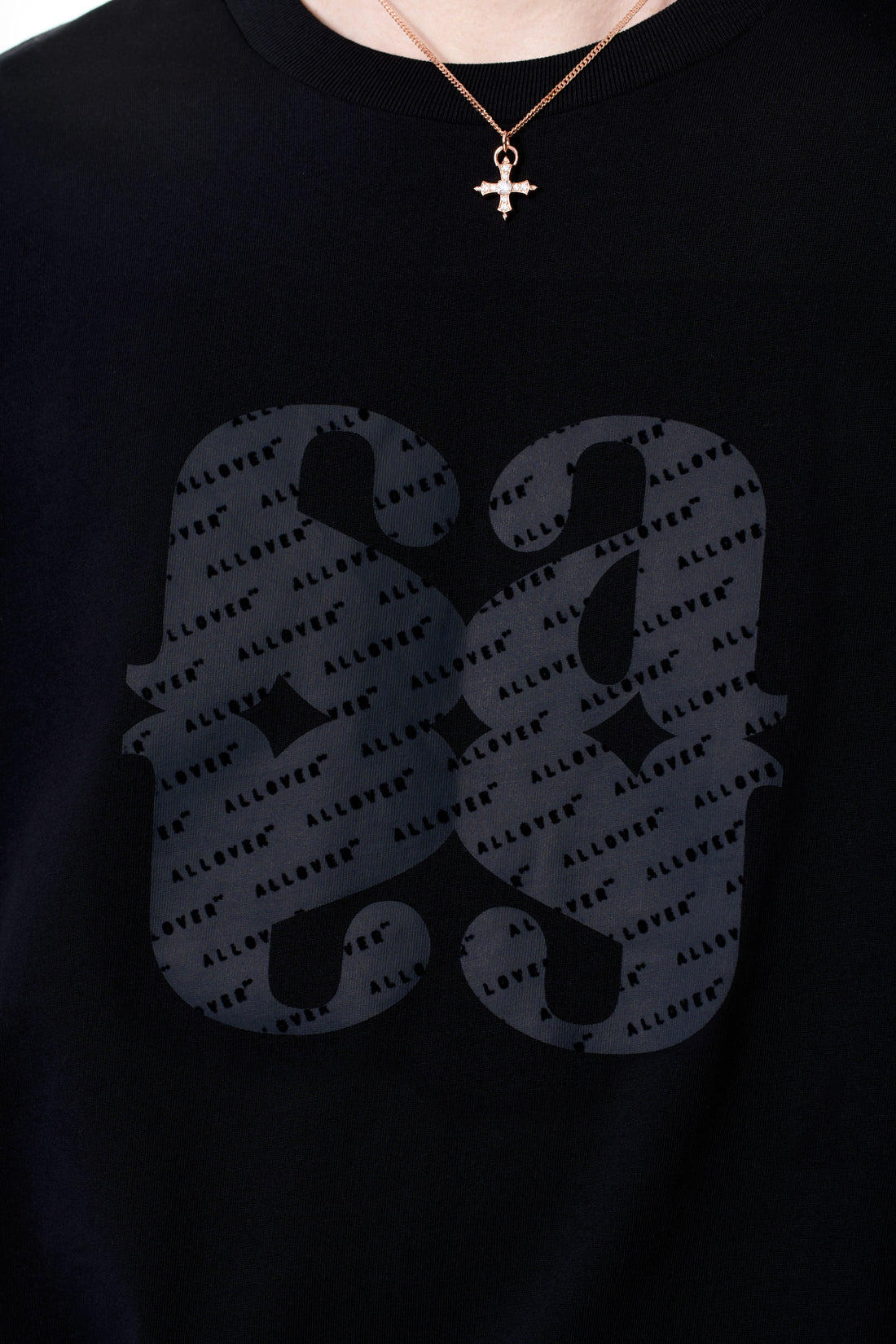 MONOGRAM LOGO FLOCKING T-SHIRT (BLACK) – ALLOVER