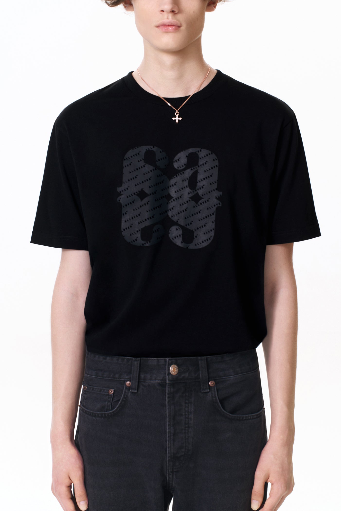 MONOGRAM LOGO FLOCKING T-SHIRT (BLACK) – ALLOVER